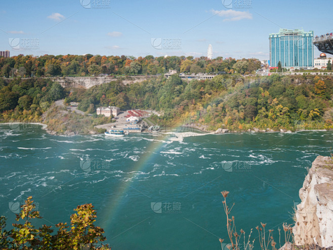 美国,加拿大,尼亚加拉瀑布,国境线,自然,水,旅游目的地,水平画幅,瀑布,蓝色