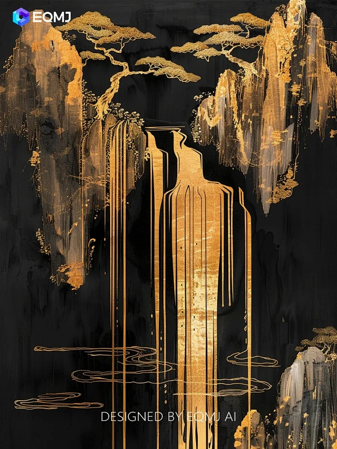 大美国风丨EQMJ AI绘制黑金瀑布山水画_9_EQMJ官方代言人_来自小红书网页版-花瓣网