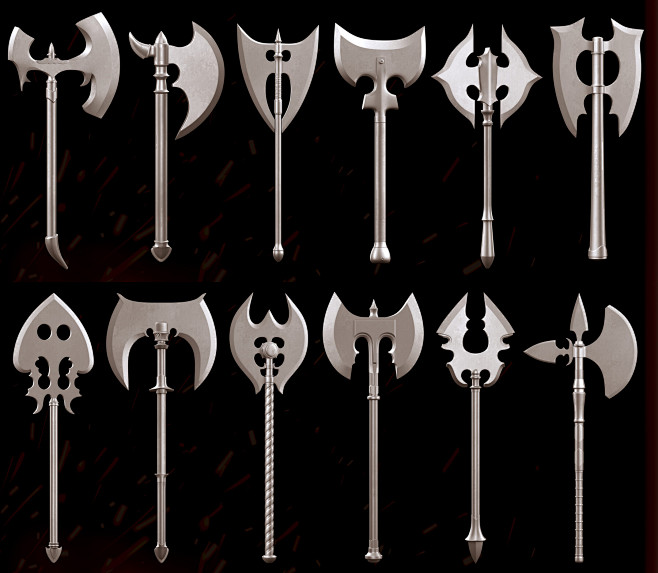西方 欧洲中世纪 武器 双手、单手武器 手斧 斧头 战斧 巨斧 冷兵器 战斗兵器 骑士战士装备