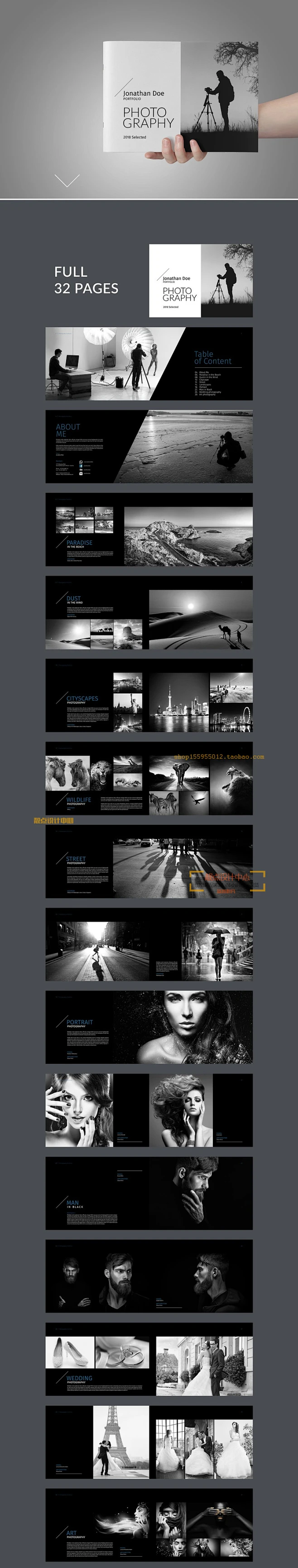 indesign作品集模板 图册画册目录内容排版设计id参考 送word格式-淘宝网-花瓣网