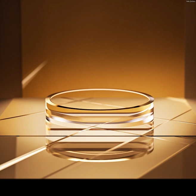 Acrylic plate, gold, geometry, minimalism, technical 3D, surrealism ...