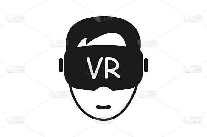 在vr眼镜，360，虚拟现实，标志，游戏设备的图标人。向量EPS10