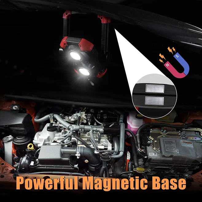 Amazon.com: LED 工作灯可充电,2 COB 2500LM 折叠便携式泛光灯,带磁性底座和 360° 旋转支架,防水聚光灯,适用于露营、汽车维修、应急和现场照明 : 家居装修-花瓣网