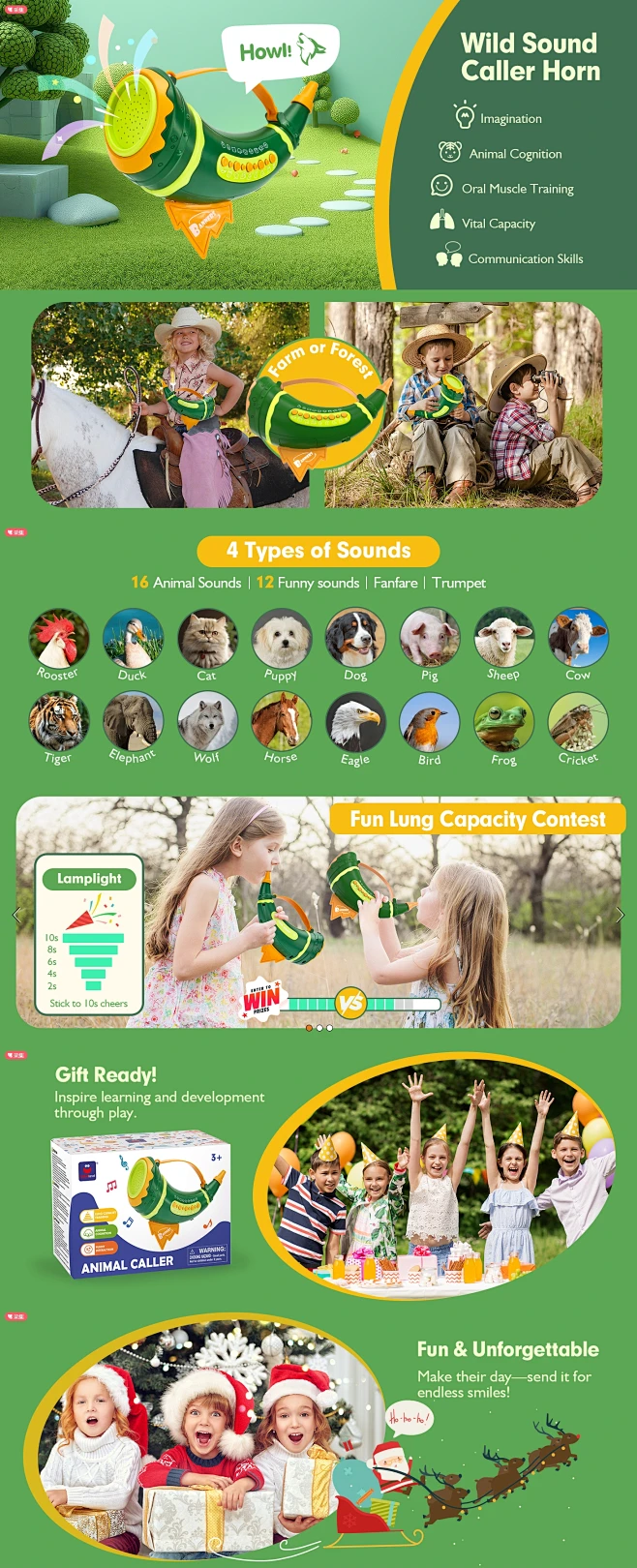 Amazon.com: hahaland Animal Caller Toys with 30 Realistic Forest & Farm ...