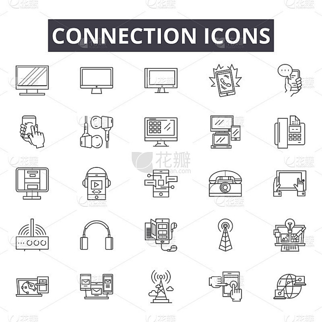 Connection line icons, signs set, vector. Connecti