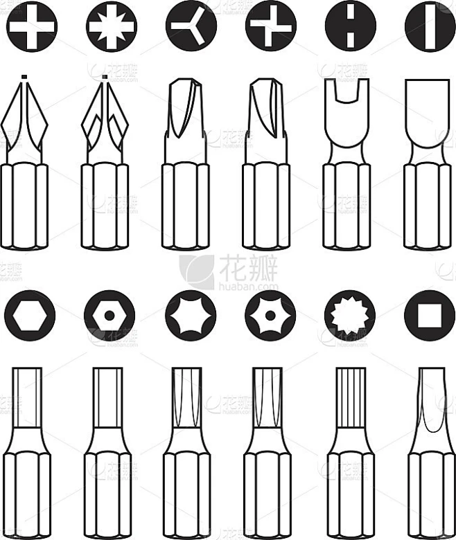 螺丝刀钻头图标素材-花瓣网