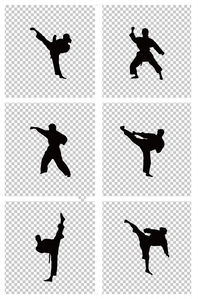 跆拳道剪影素材图片