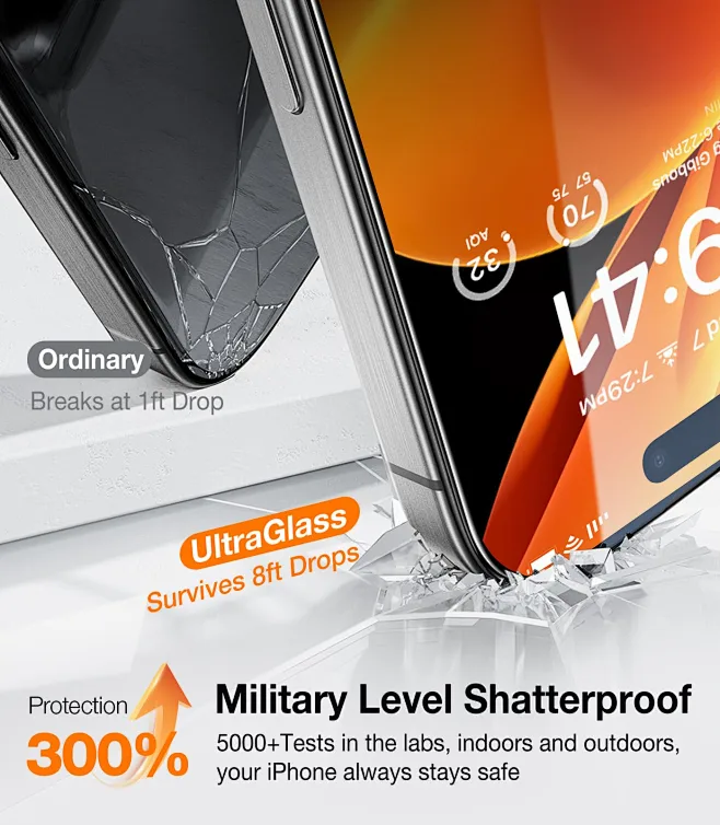 Amazon.com: UltraGlass Top 9H+ Glass for iPhone 15 Pro Screen Protector [Military Grade ...