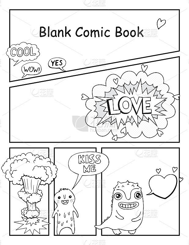 children comic book template, with empty speech bu