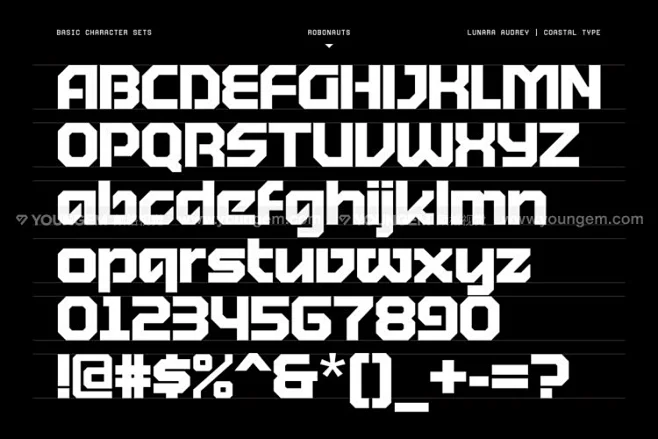 Robonauts未来科幻极简粗体游戏电竞科技品牌logo海报英文字体包下载_颜格视觉-花瓣网