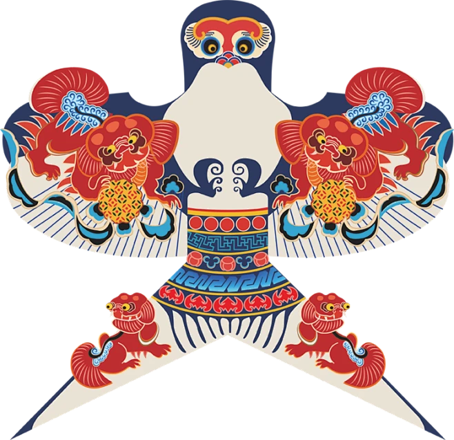 中国传统古风国潮风筝纸鸢燕子印画印花高清图案素材元素AI矢量-花瓣网