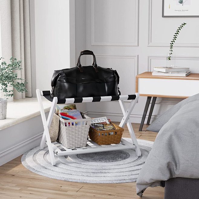 Amazon.com: Semiocthome 2 Pack Fully Assemble White Luggage Rack ...