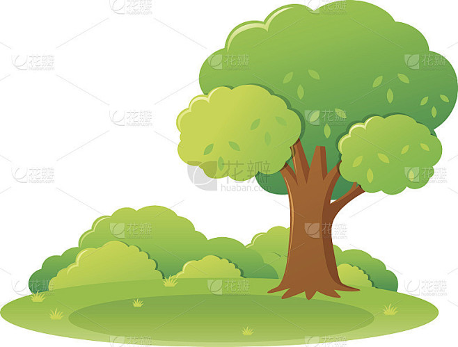 公园里有树和草