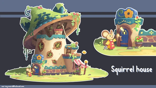 Squirrel House Handpaint-花瓣网