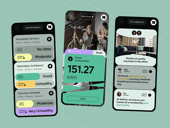 Air Quality Mobile App by Bogdan Nikitin for Nixtio on Dribbble-花瓣网