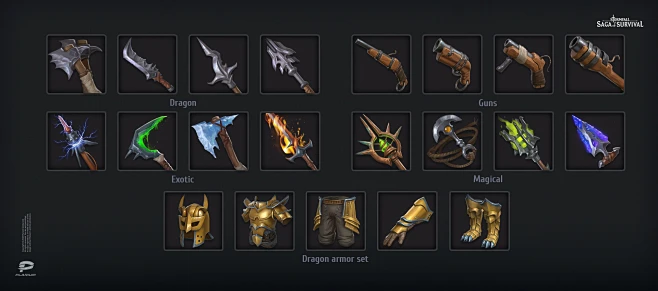 Weapons and armor sets-花瓣网