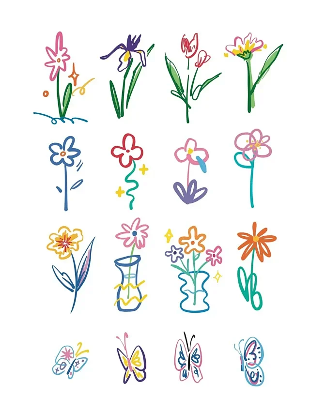 线条花朵图案 - 小红书搜索-花瓣网