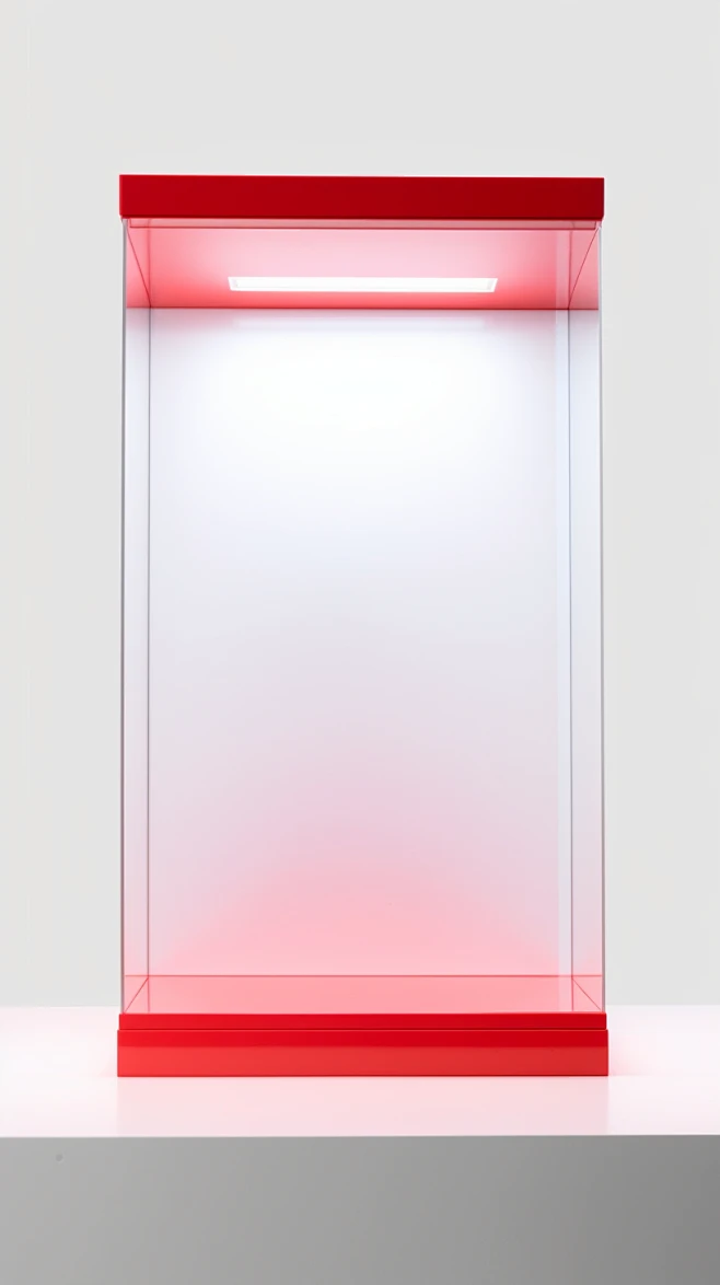 **White gold on red merchandise display stand-花瓣网