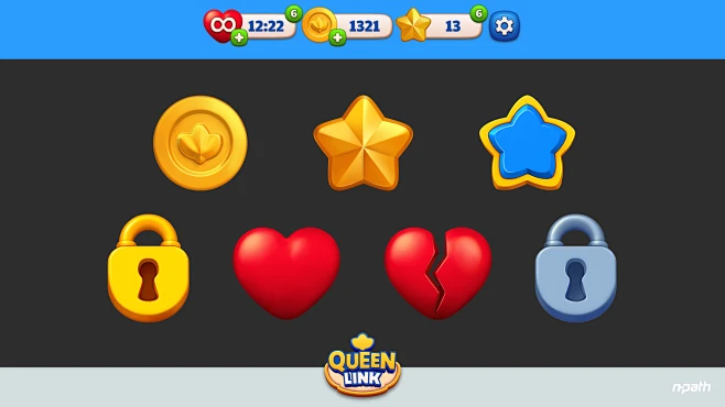 Match-3 Game Art Assets Queen Link 2024-花瓣网