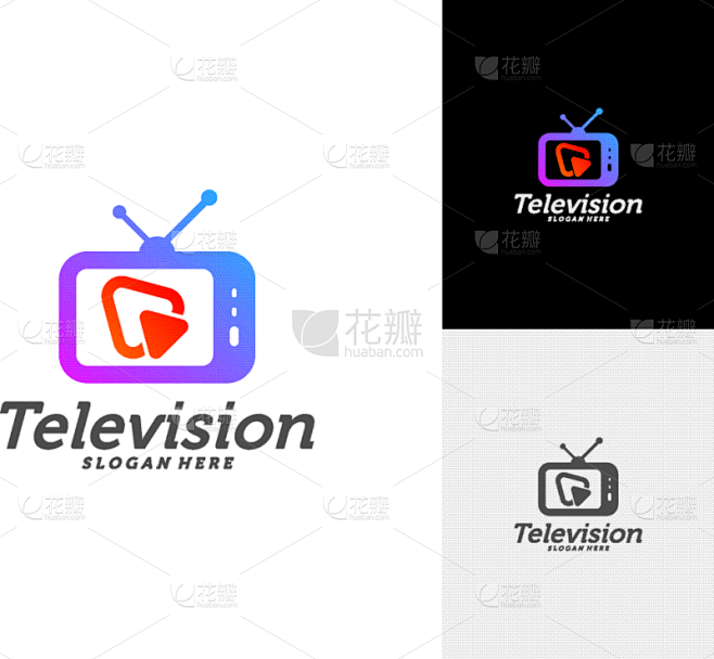 media tv creative logo concepts play television