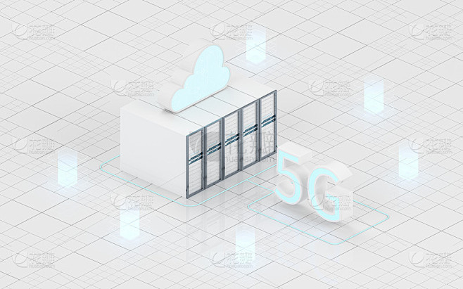信息设备和5G通信技术，3d渲染。