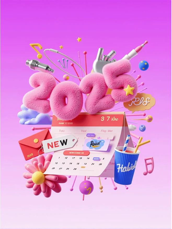 AIGC｜2025活力乐趣3D视觉（附参数） 大模型：FIUX大模型 lora：Flux-潮酷视觉系列 &【一元】FLUX-Brand Trend 3D-花瓣网