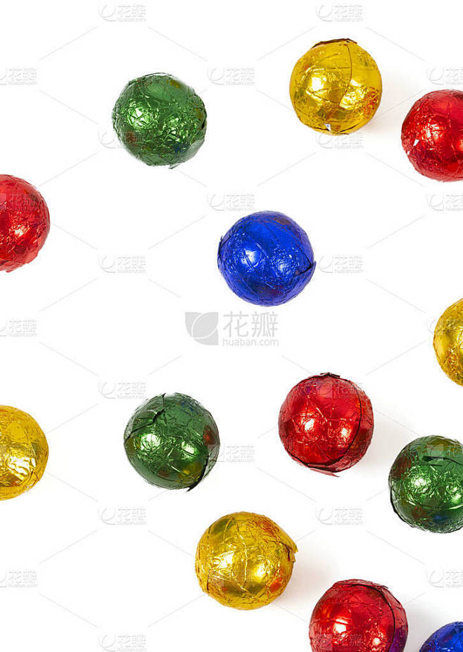 chocolate candies wrapped in colorfull shining foi