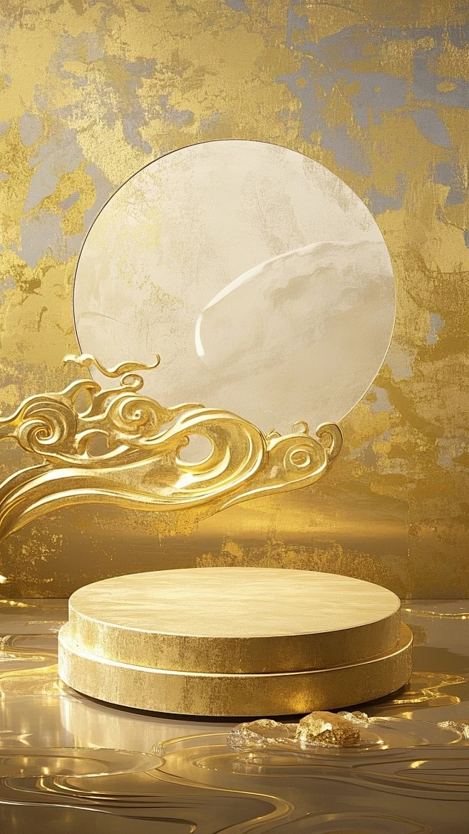 展台，陈列台，电商展台，国风，金色，竖版，zxs (9)-花瓣网