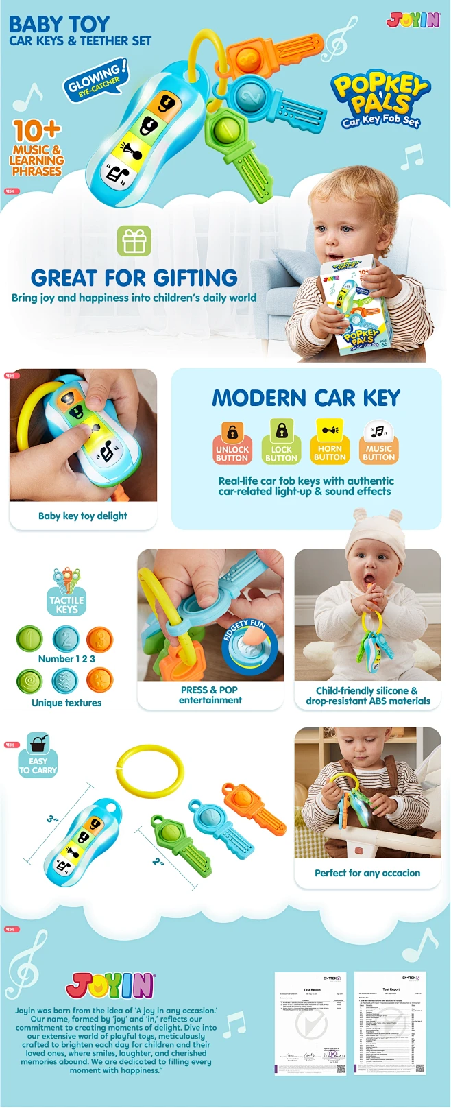 Amazon.com: JOYIN Baby Car Keys Teether - Toddlers Sensory Learning Toy ...