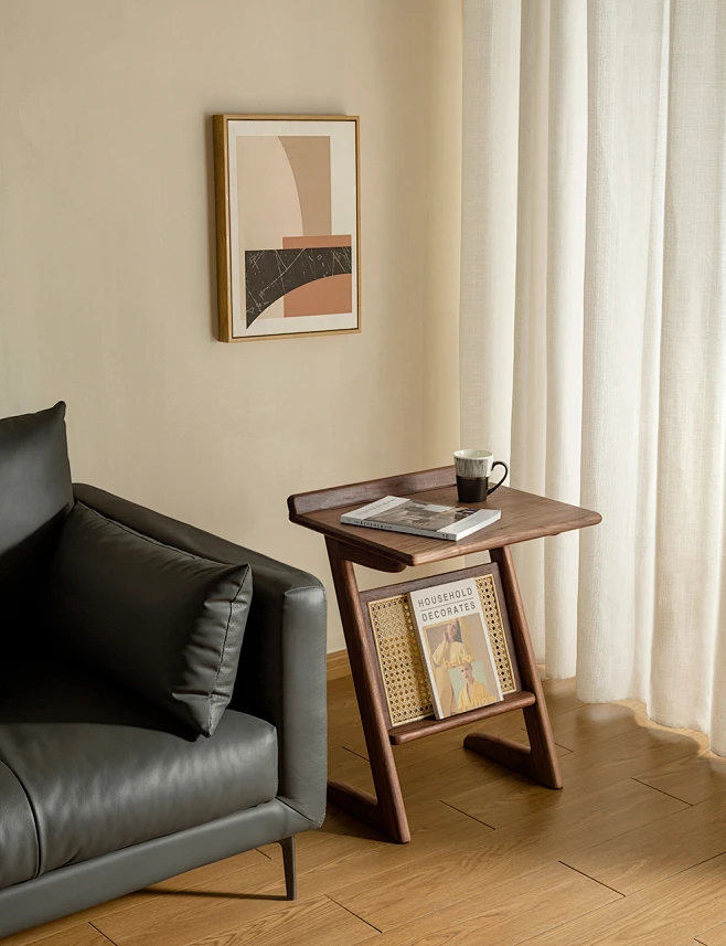 边几床头柜极简沙发角几黑胡桃木北欧实木小桌子可移动-淘宝网-花瓣网