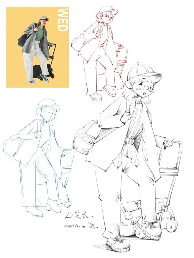 人物速写步骤拆解_D笑长__插画师作品_涂鸦王国gracg.com-花瓣网