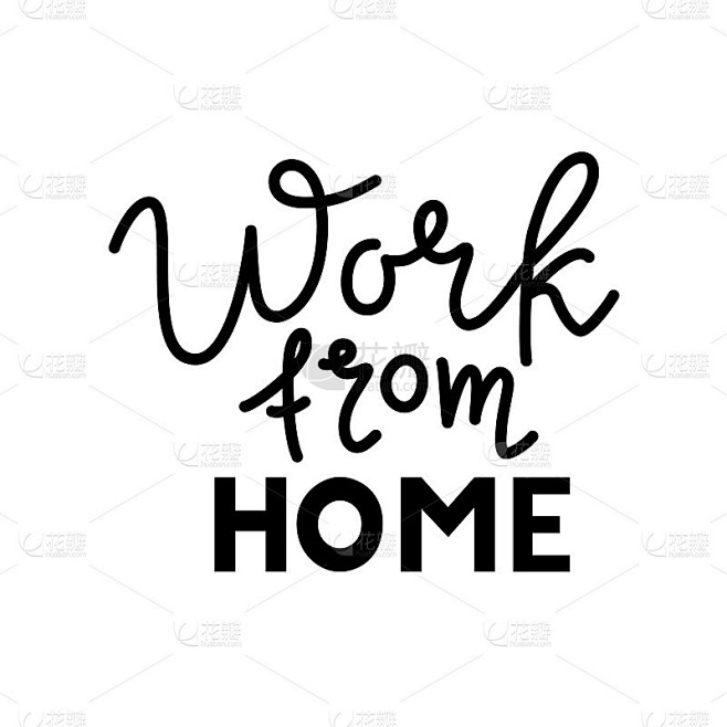 Work from home on a white background, lettering ty