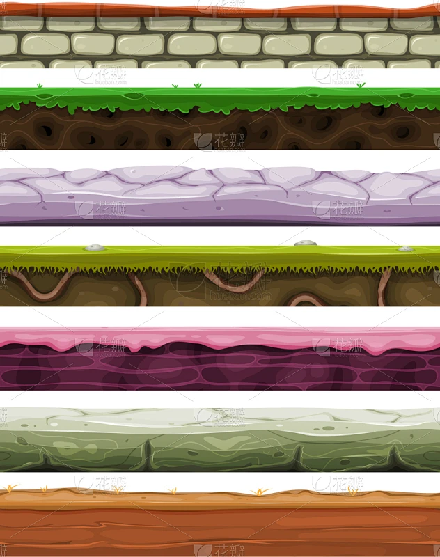 地形,地面,非都市风光,夏天,自然,图像,循环的,矢量,多层效果,植物群素材-花瓣网