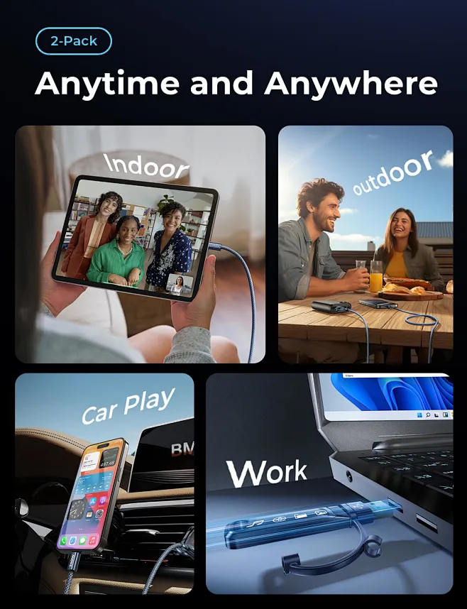 Amazon.com: LISEN USBC to USBC Cable [2Pack, 3.3ft] 60W Fast Charging ...