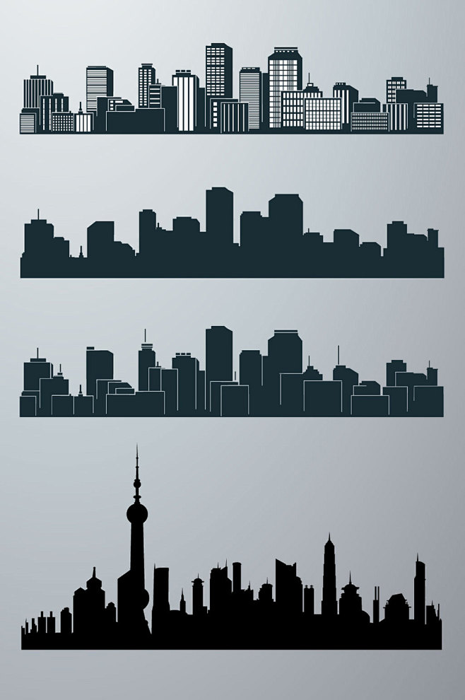 建筑矢量图剪影效果图