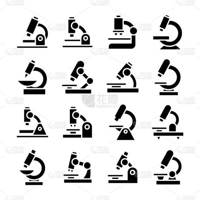 一套显微镜字形矢量图标