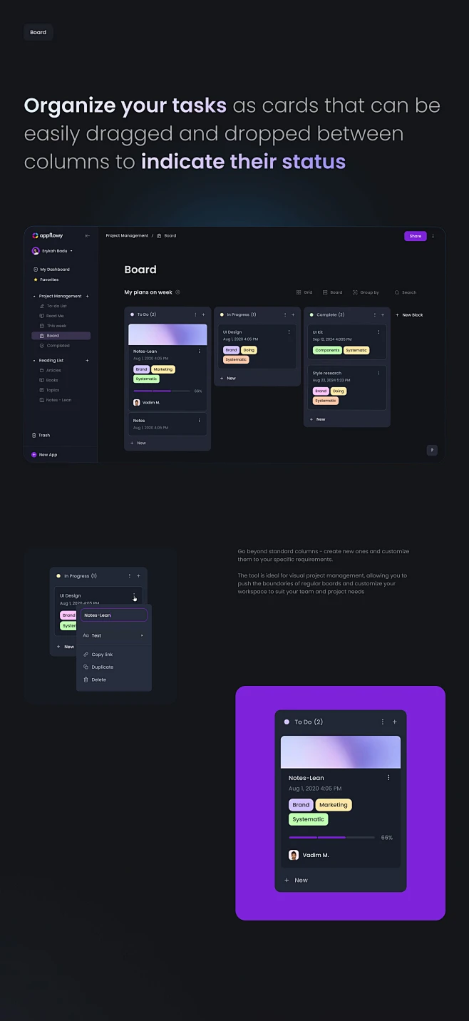 SAAS admin panel ux dashboard software Project Management Board CRM uı ...