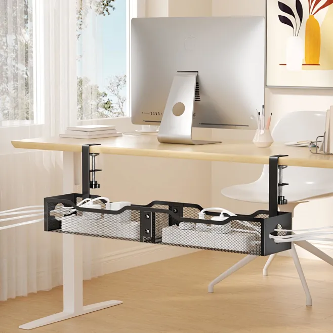 Punmoy Under Desk Cable Management Tray 25.12", Extra Large Cable ...
