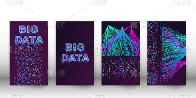 Big data visual concept Big data network cover set
