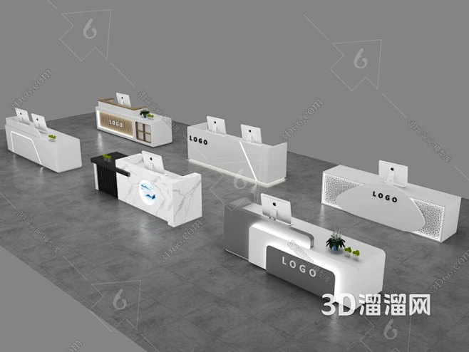现代接待台3D模型