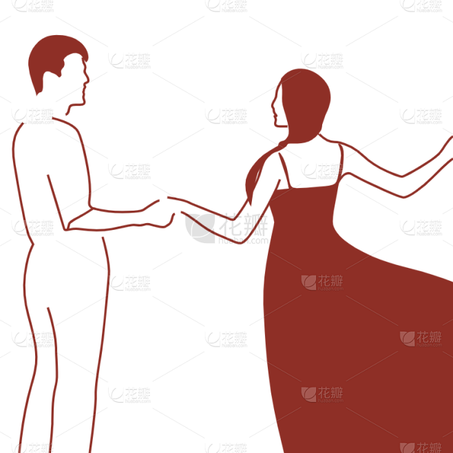 情人节简笔画-牵手