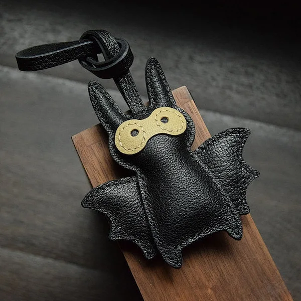 Leather Bat Charm, Handmade Bat Bag Charm, Cute Bat Leather Handbag and ...