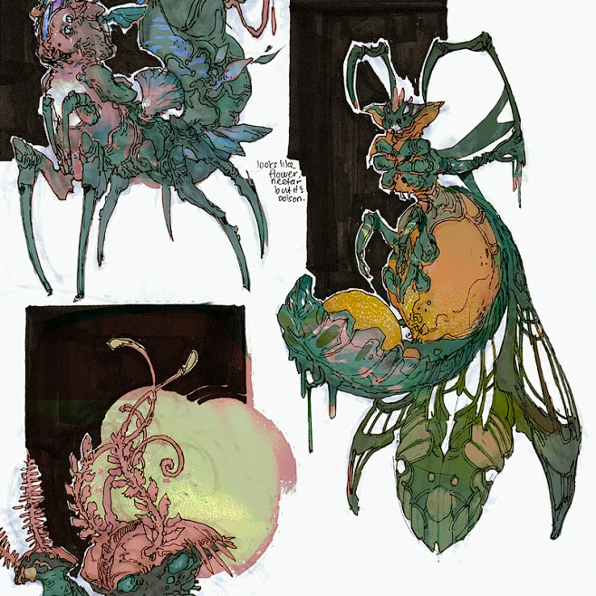 Guild Wars 2- Insects, Carlyn Lim : Sketches in ink to explore insects ...