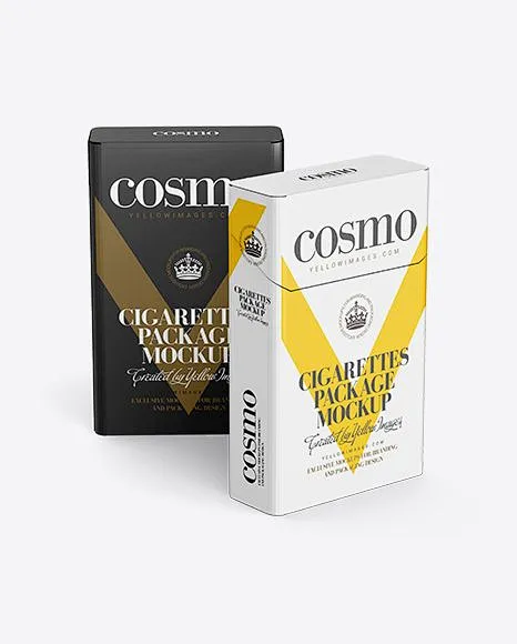 This exclusive mockup features two flip-top hard cigarette packs made ...