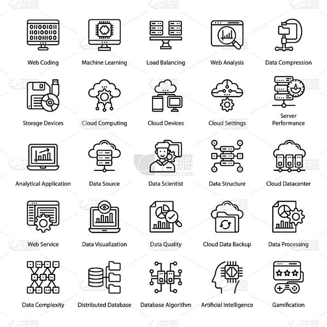 Big Data Line Icons Pack
