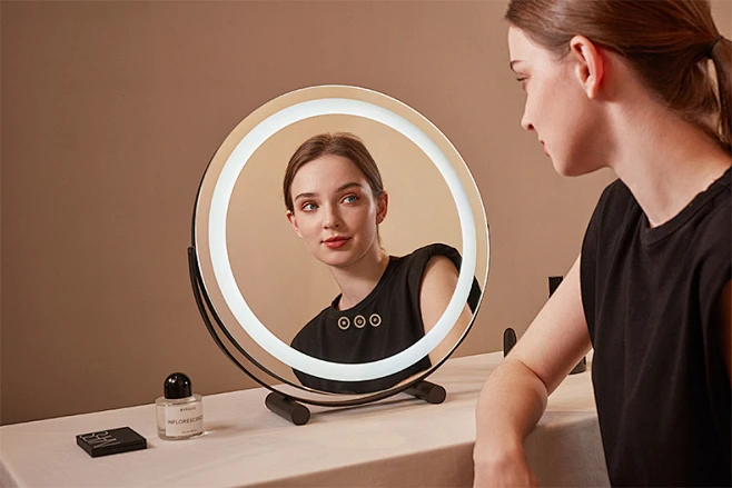 化妆镜台式桌面led带灯补光充电梳妆台可旋转宿舍网红少女心ins风-tmall.com天猫-花瓣网