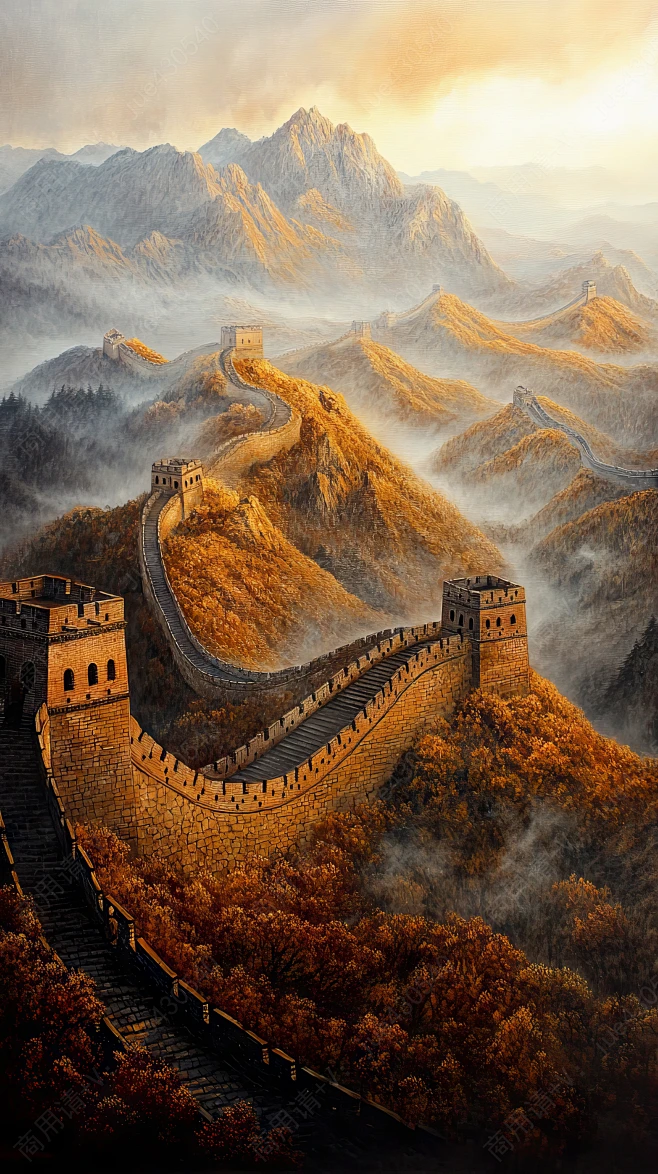 240805万里长城插画 (1)-花瓣网