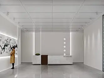 现代极简大厅接待前台 办公前台3D模型-花瓣网