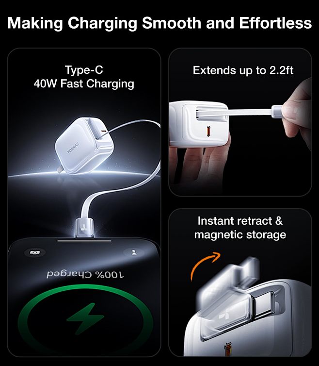 Amazon.com: TORRAS FlexLine 40W for iPhone 16 Charger, Dual-Port USB C ...