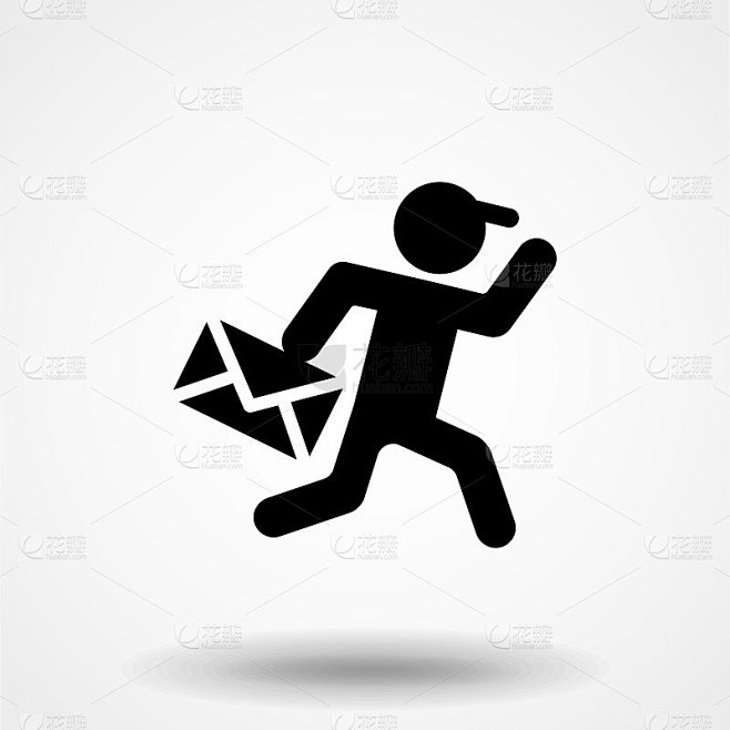 Mail courier icon from Man Poses Set. Vector isola